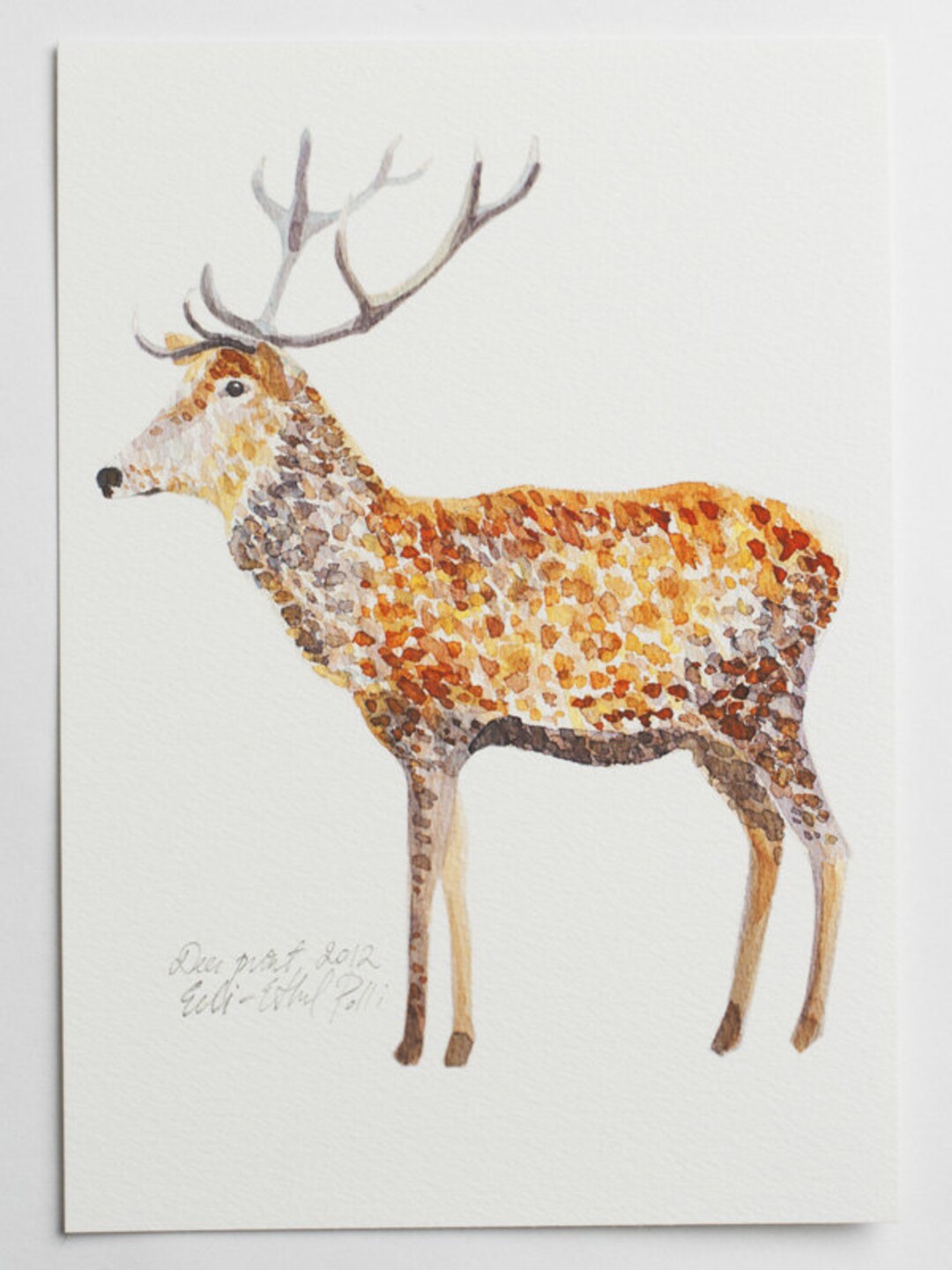 Deer Stag Art Print, Animal Illustration Print, Bambi Drawing Woodland ...