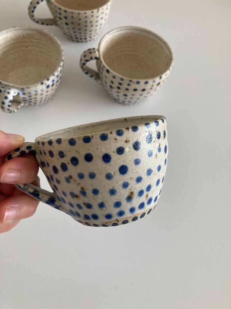 MADE TO ORDER Blue White Small Mug, Coffee Mug With Handle, Handmade ...