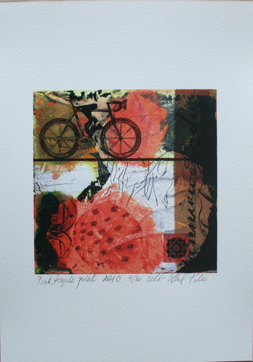 Pink Bicycle Art Print, Bicycle Art Abstract, White Pink Wall ...