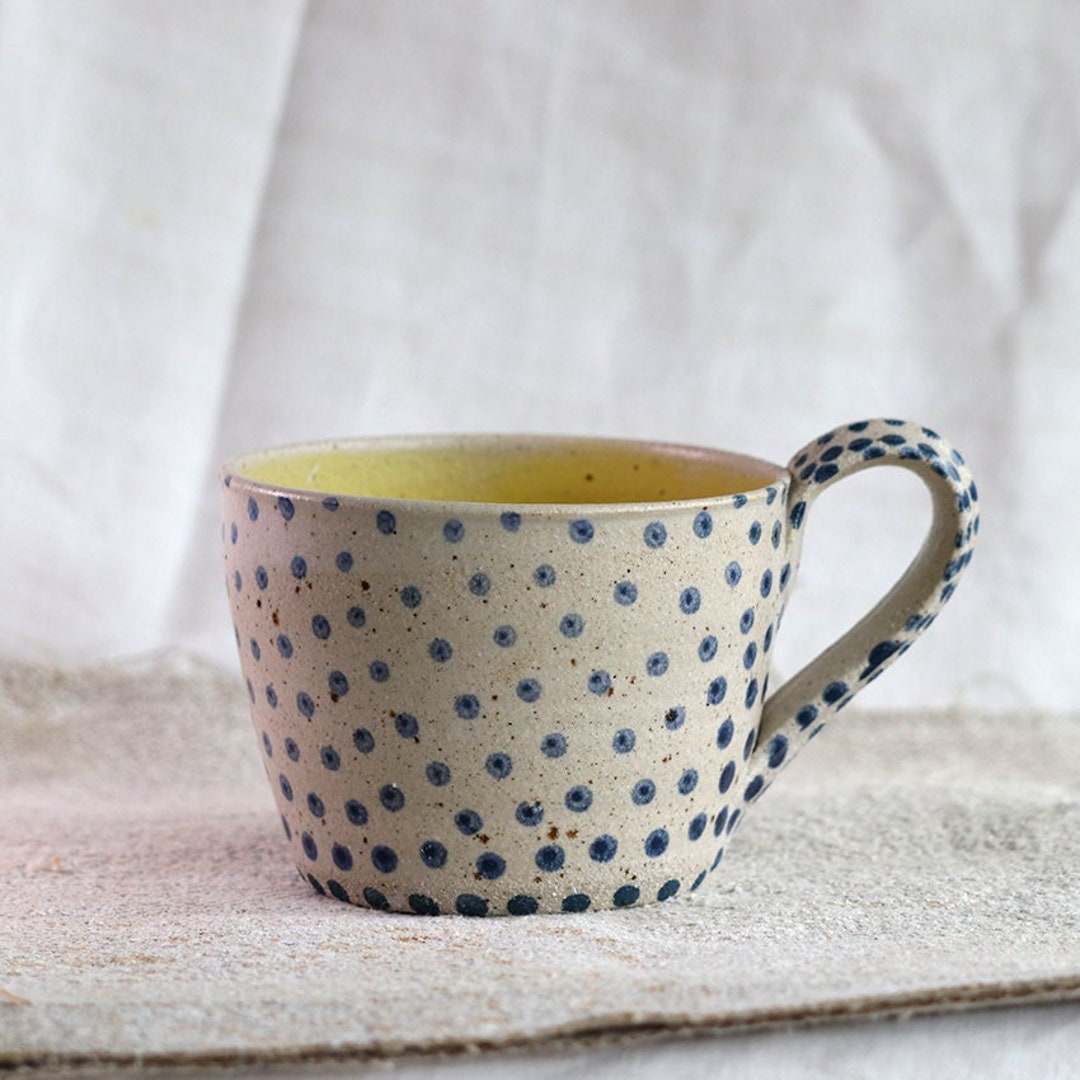 MADE TO ORDER Navy Yellow Large Mug, Coffee Tea Soup Ramen Mug With ...