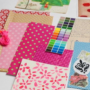 Scrapbooking Paper Kit, Bright Colors Paper Collage Goods Pack, A5 Art ...