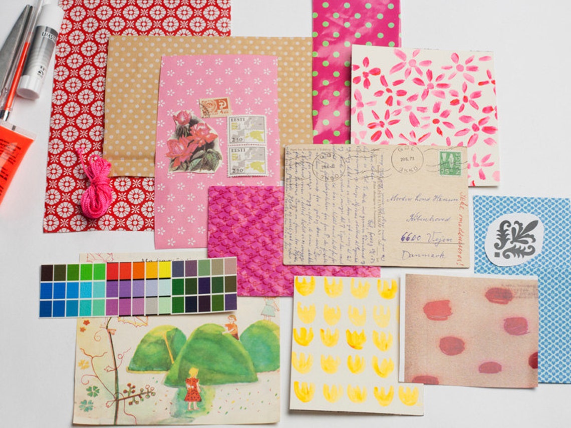 Scrapbooking Paper Kit, Bright Colors Paper Collage Goods Pack, A5 Art ...