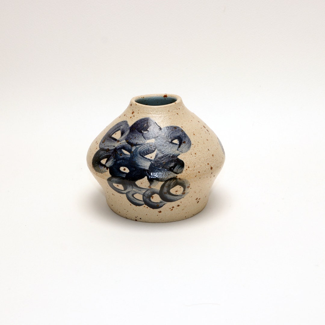 Handmade Pottery Vase: Blue Bubble Design, Danish Home Decor - Etsy