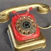 Red and Gold Antique Tin Toy Telephone. Rescued Vintage Money Box ...