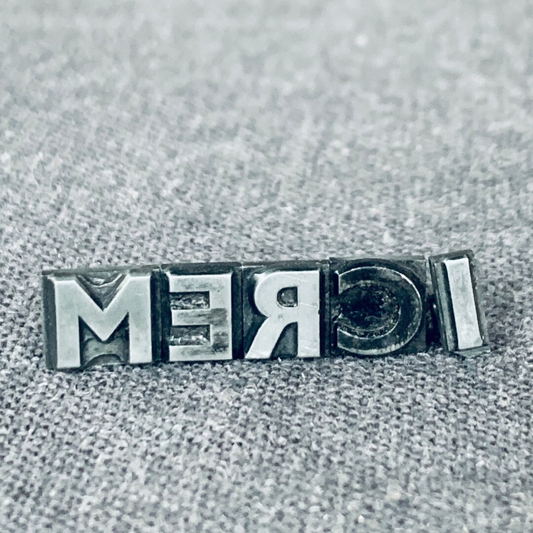 MERCI. Vintage French 'thank You' Letterpress Printing Letters Word ...