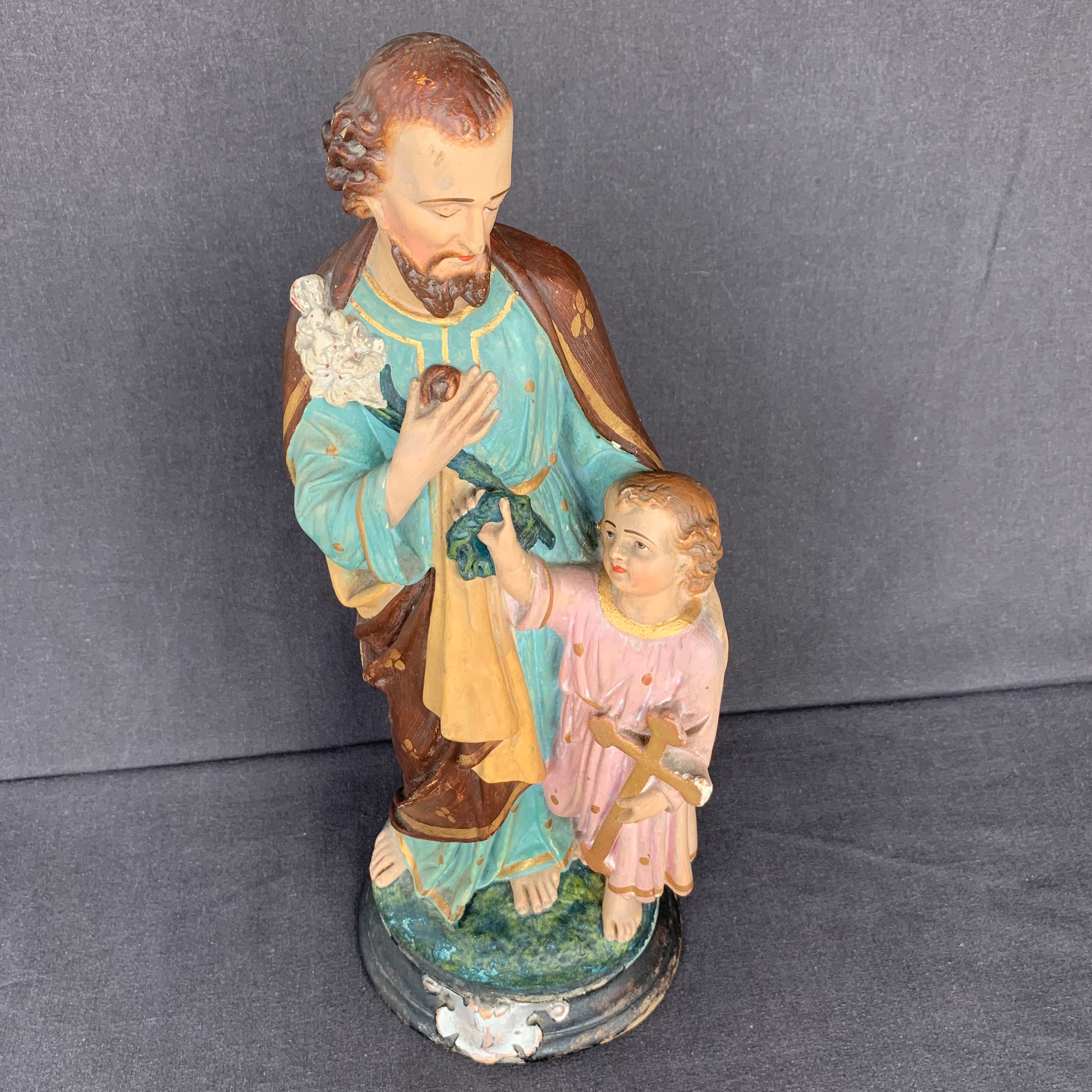 Large Vintage Saint Joseph With Jesus Child Religious Statue. French ...