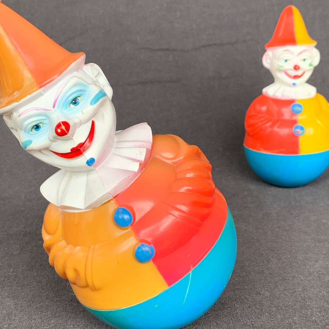 Vintage Toy Roly Poly Clowns Duo. Nursery Retro Decor Display. Antique ...
