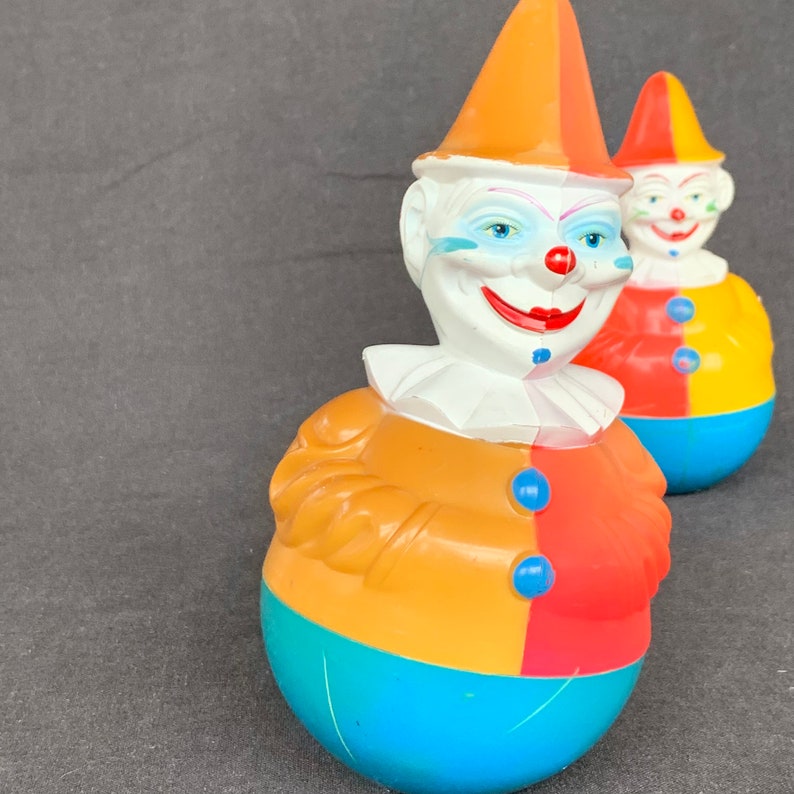 Vintage Toy Roly Poly Clowns Duo. Nursery Retro Decor Display. - Etsy
