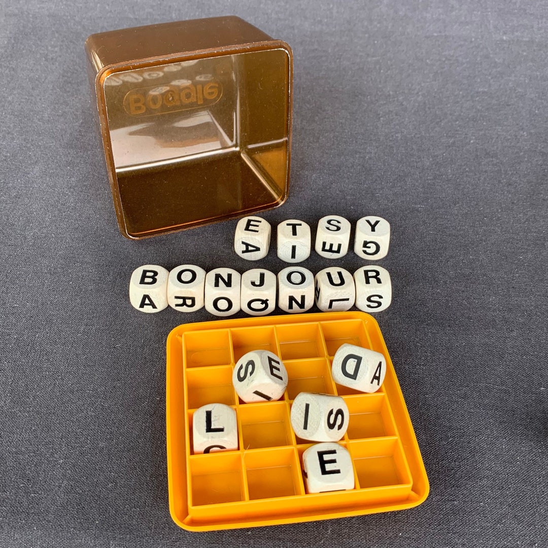 Boggle Play With Words. Vintage French Letter Dice Game. Word Spelling Supply. Retro Kids ...