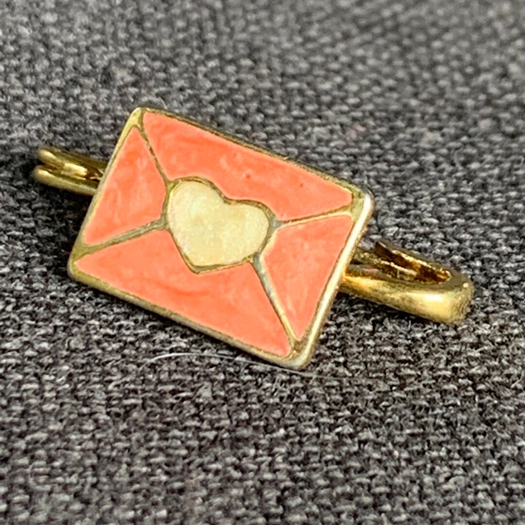 Vintage Miniature Love Letter Pink Envelope With Heart Enamel Pin ...