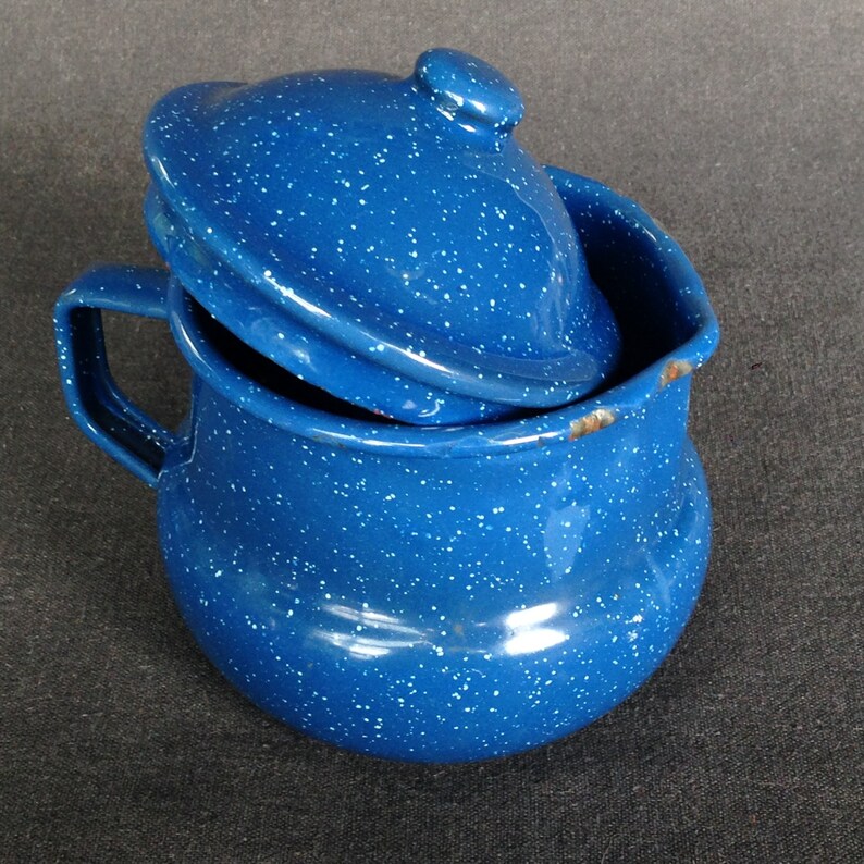 Antique Blue Enamel Milk and Sugar Pots. Country Style Retro - Etsy