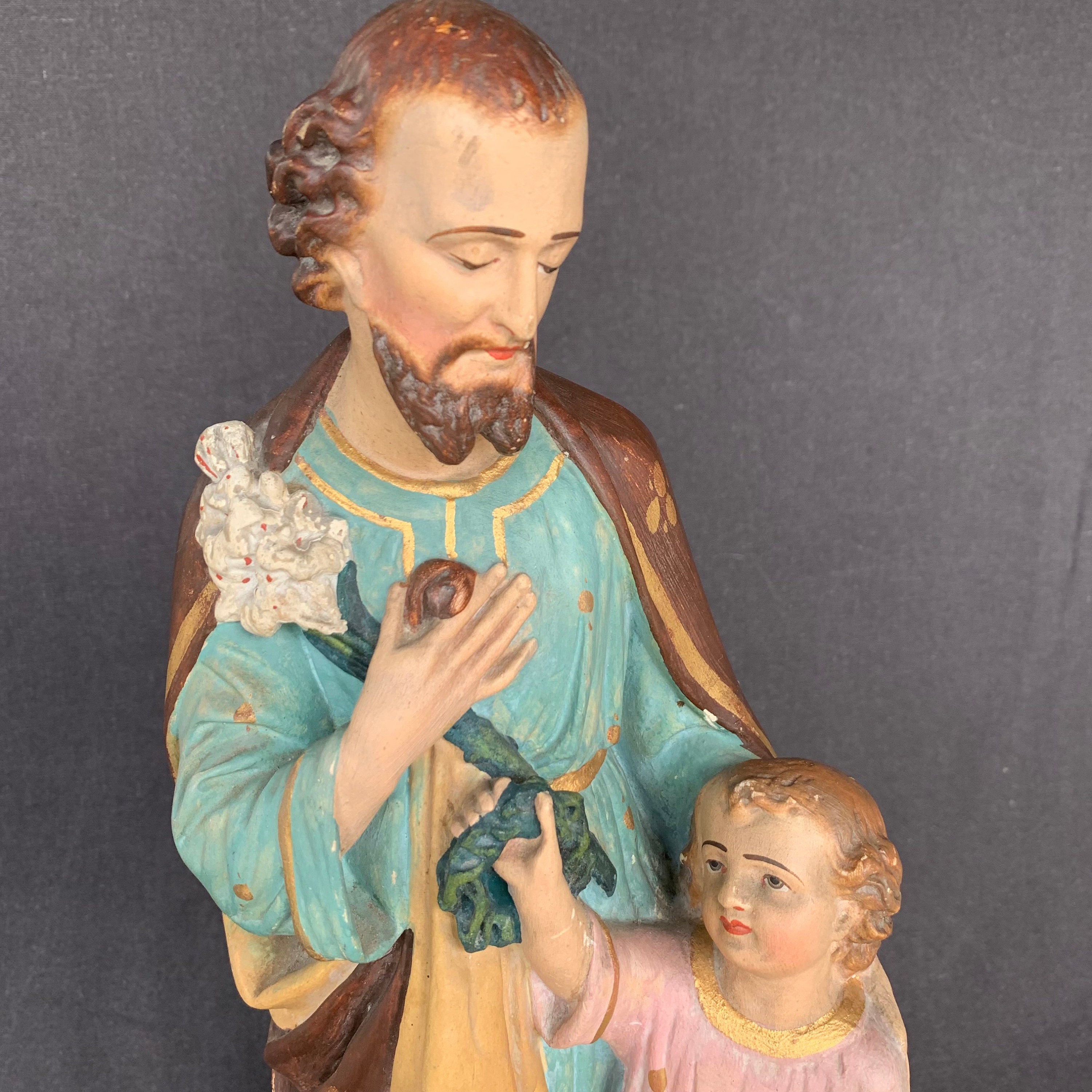 Large Vintage Saint Joseph With Jesus Child Religious Statue. French ...