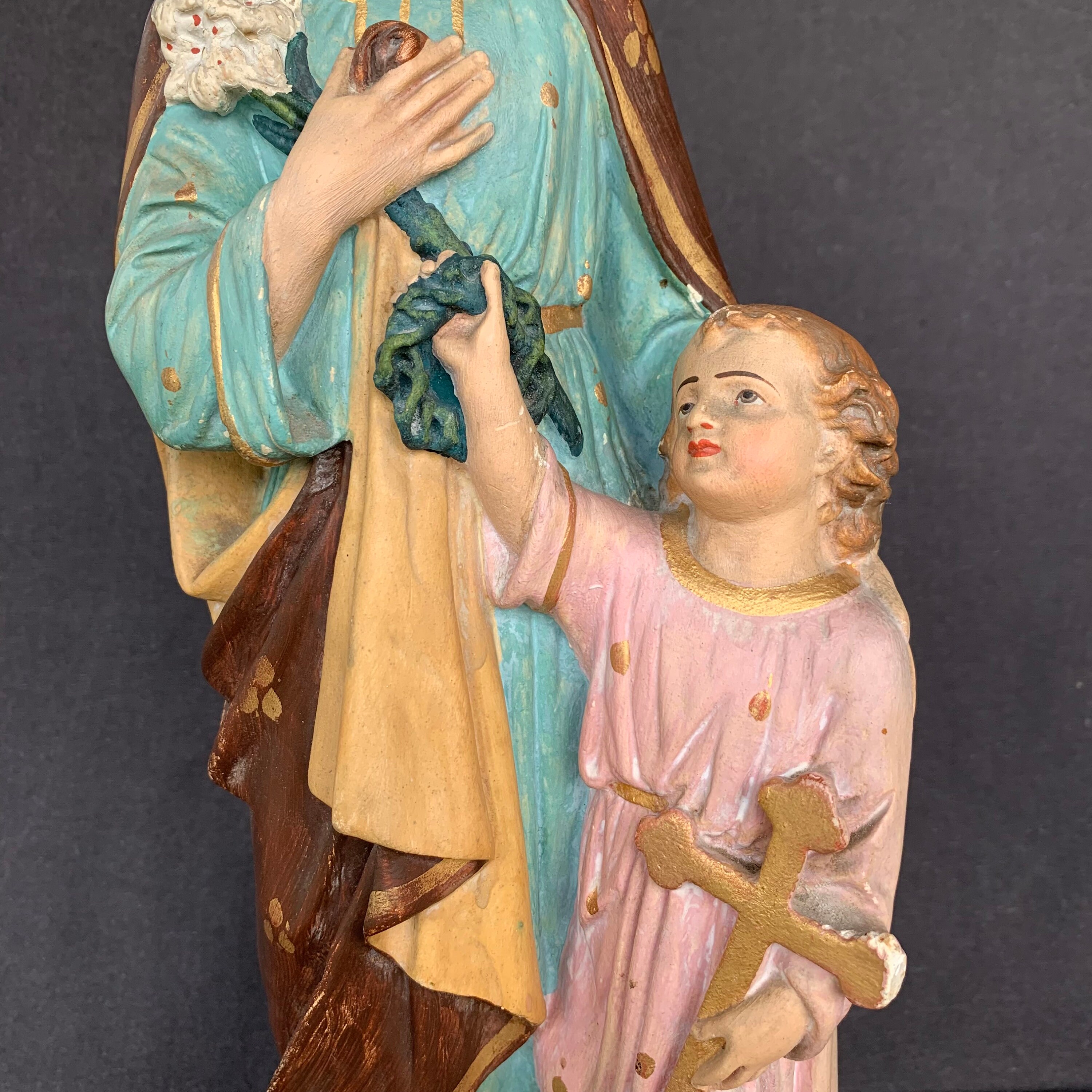 Large Vintage Saint Joseph With Jesus Child Religious Statue. French ...