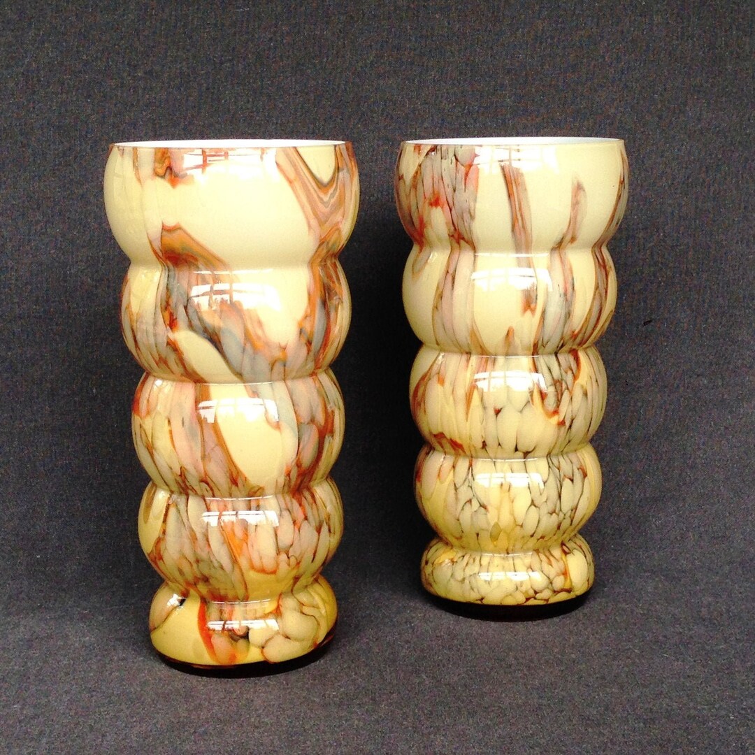 Vintage Opaline Vases Pair. Antique Mantel Glass Decoration ...