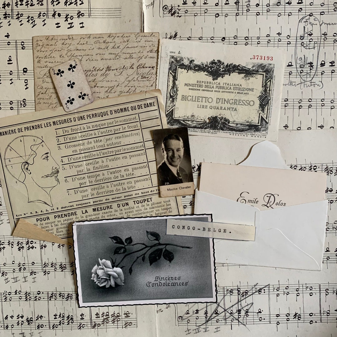 Antique Rescued Paper Inspiration Pack Collage Mixed Media Mail Art ...
