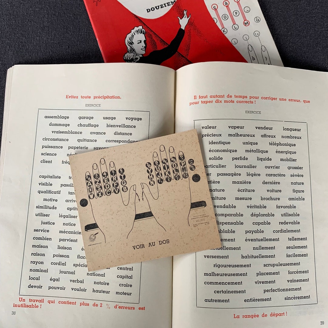 Vintage AZERTY Typing Learning Book. Retro Typewriter Practicing French ...