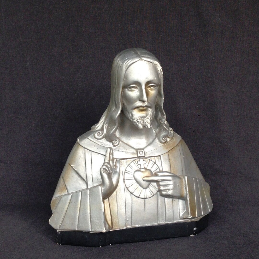 Vintage Superstar Jesus French Sacred Heart Religious Chalkware Rock ...