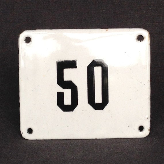 Big 50. Large Vintage Numbered French Black and White Enamel - Etsy