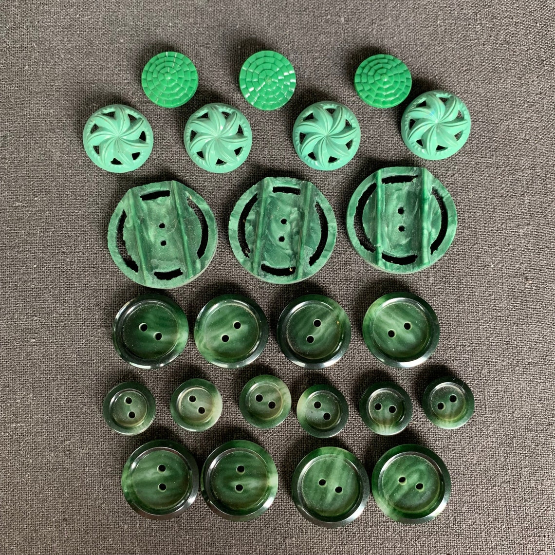 Retro Vintage Green Buttons Series. Assorted Instant Collection of ...
