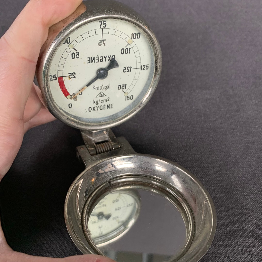 Vintage Industrial Oxygen Pressure Measuring Gauge Tool Device ...