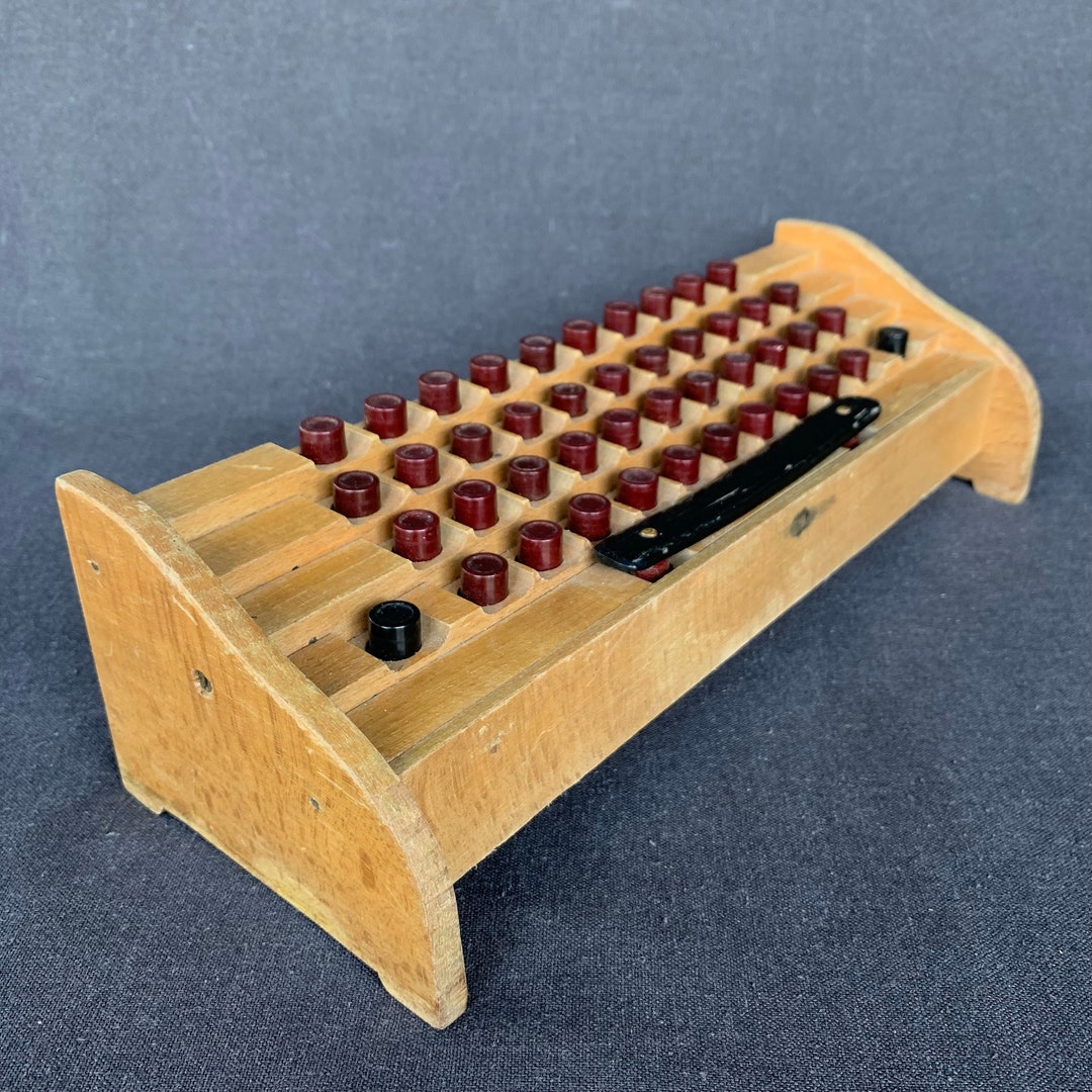 Retro Wood Typewriter Practicing Keyboard. Vintage Typing Dactylography ...