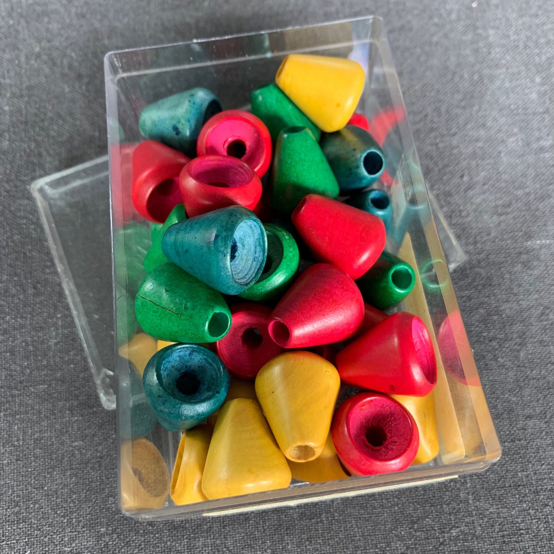Vintage Pack of 40 Conical Wood Beads. Handmade Jewelry Making Fun ...