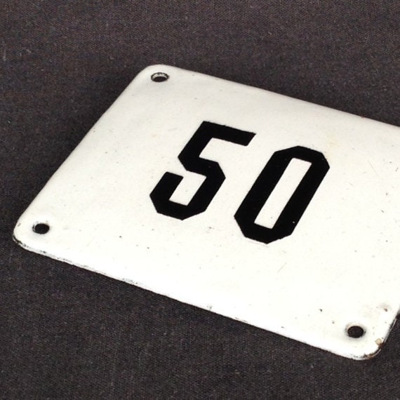 Big 50. Large Vintage Numbered French Black and White Enamel - Etsy