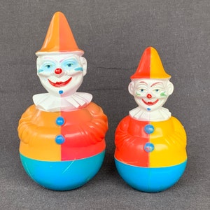 Vintage Toy Roly Poly Clowns Duo. Nursery Retro Decor Display. Antique ...