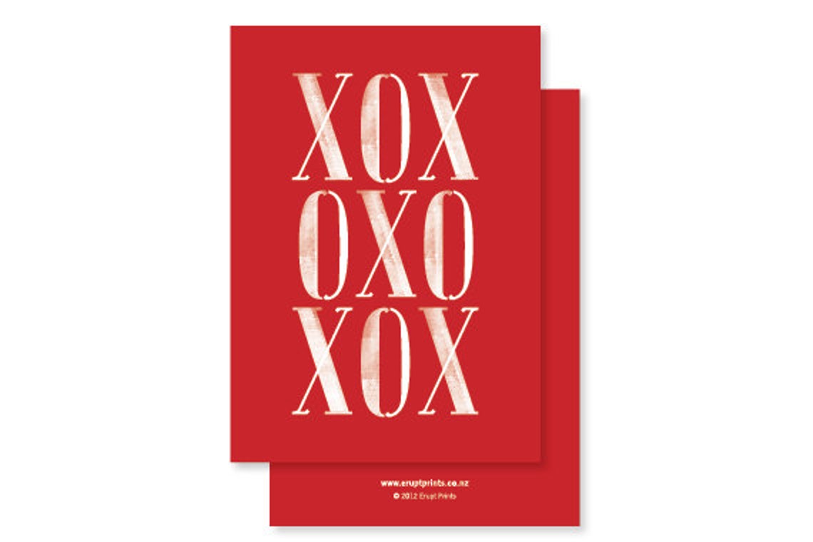 XOX hugs and Kisses and a Bit of Love Typographic Greeting - Etsy