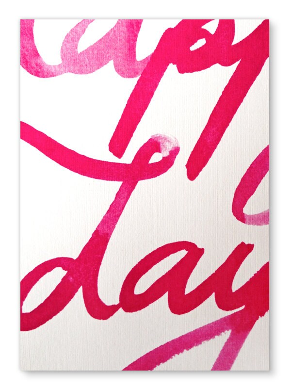 Art Print Oh Happy Day a Typographic and Motivational Print Magenta ...