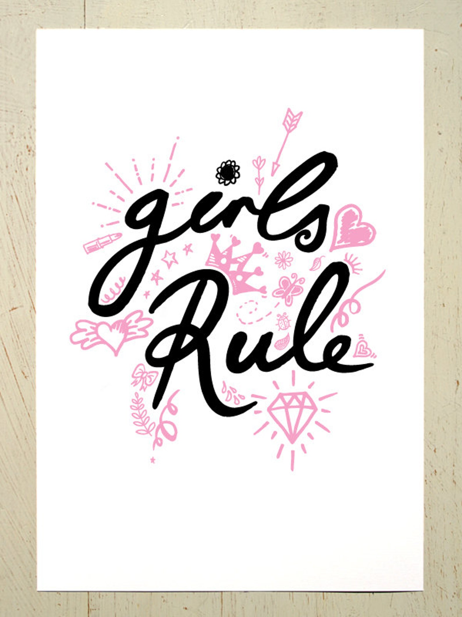 Girls Rule Black and Pink Type Print. Perfect Print for a Girls Room or ...