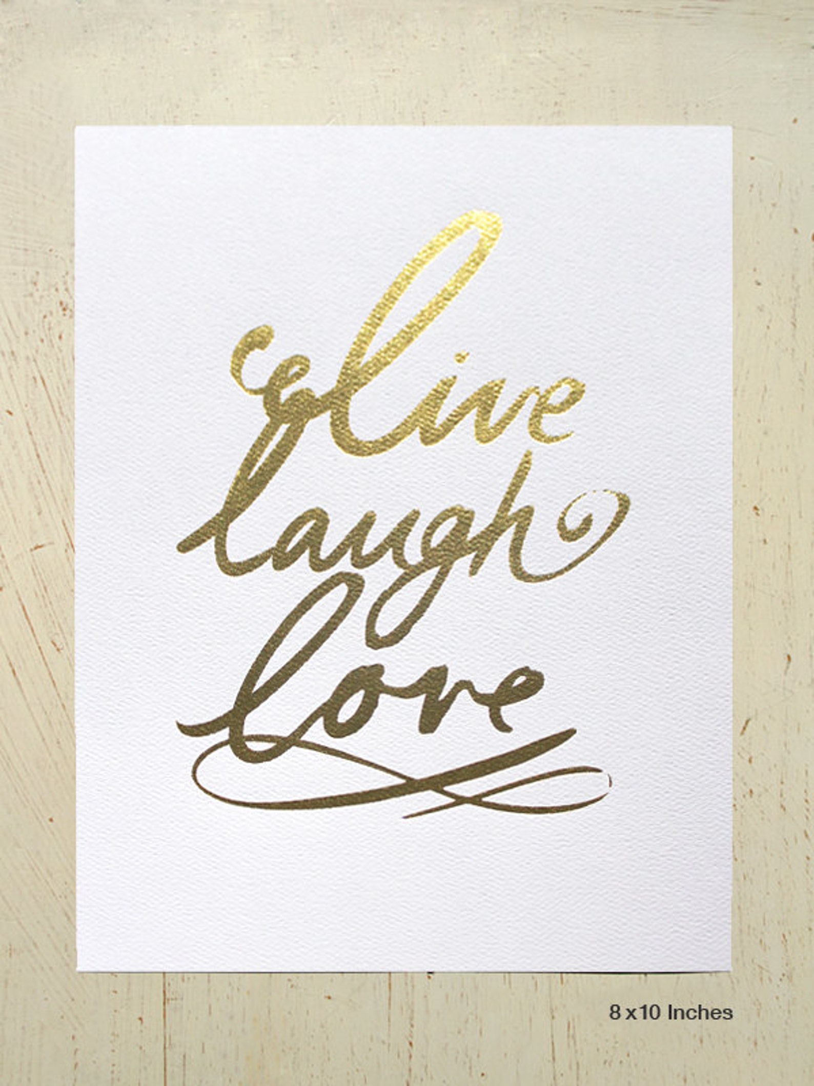 Live Laugh Love - Gold Foil Print. Modern Typographic Print. Gold Quote ...
