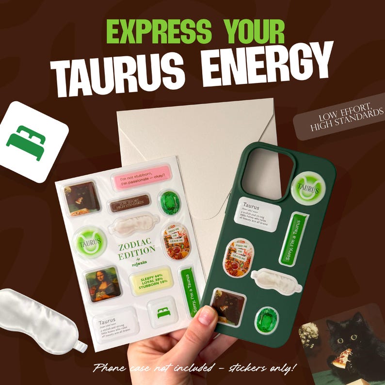 Taurus Zodiac Epoxy Sticker Set – Waterproof Astrology Decals for ...