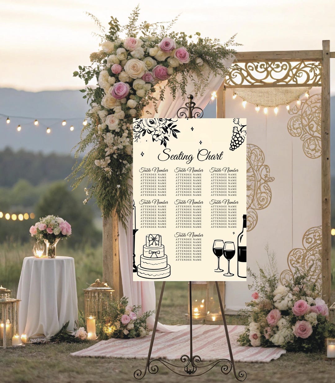 Editable 18×24 Wine & Cake Seating Chart Template, Canva Poster ...