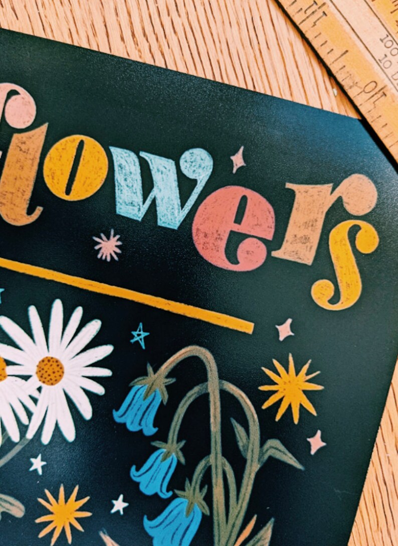 Art Print Wild Flowers Chart Beautiful Hand Lettered Wall - Etsy
