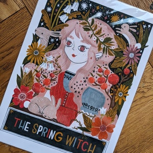 A3 Art Print | the Spring Witch Wall Art | Hand Lettered Pagan Witch ...