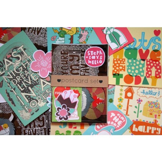 Items similar to Postcard & Sticker Set on Etsy