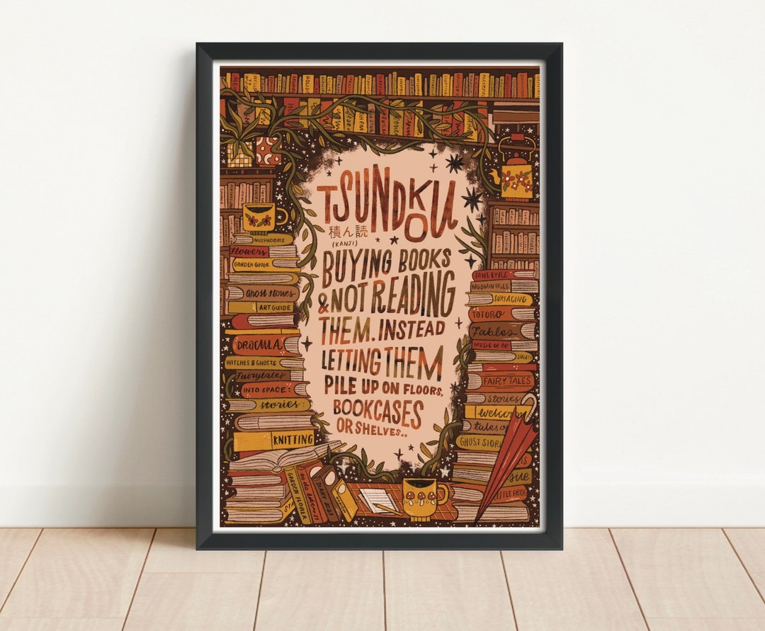 A3 Art Print | Tsundoku Quote | Hand Lettered Typography Illustration ...