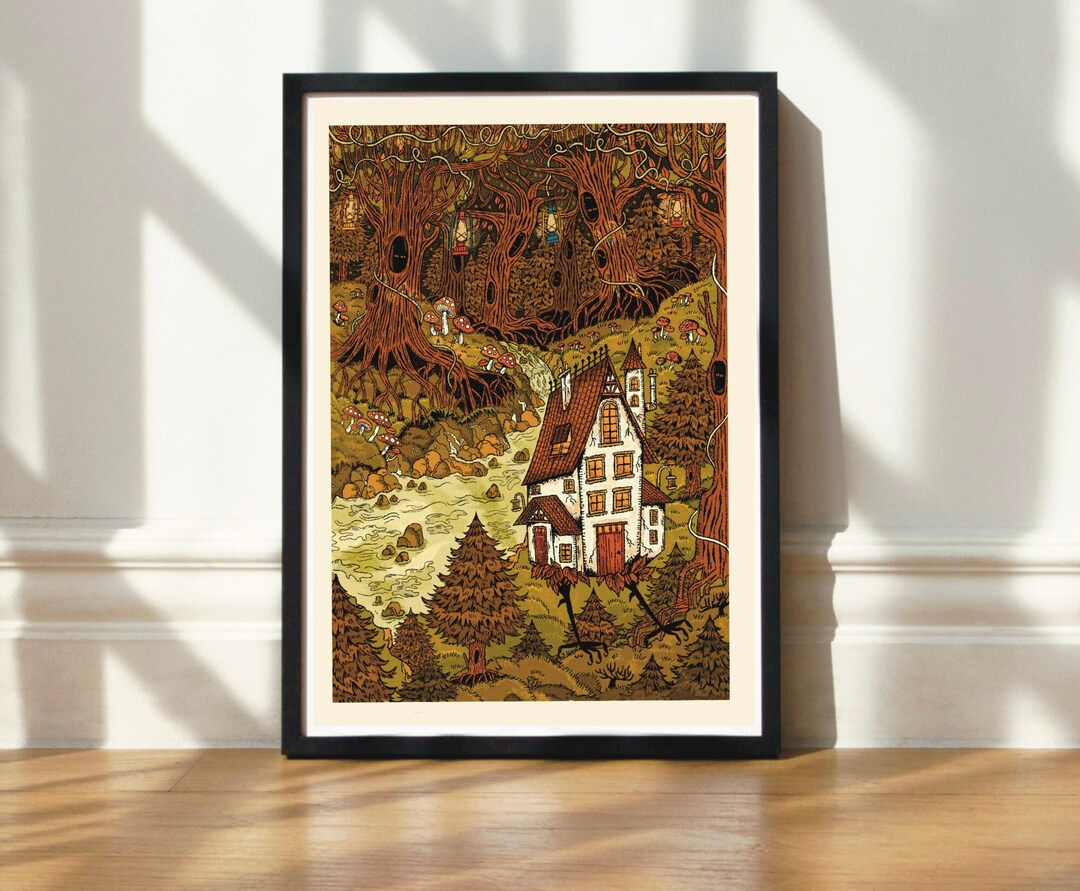 A3 Art Print | Slavic Folklore Artwork | Detailed Botanical Woodland ...