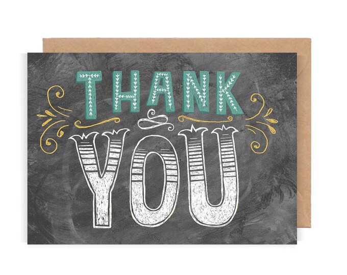Thank You Card - Chalkboard / Hand Lettering / Typography / Thanks ...