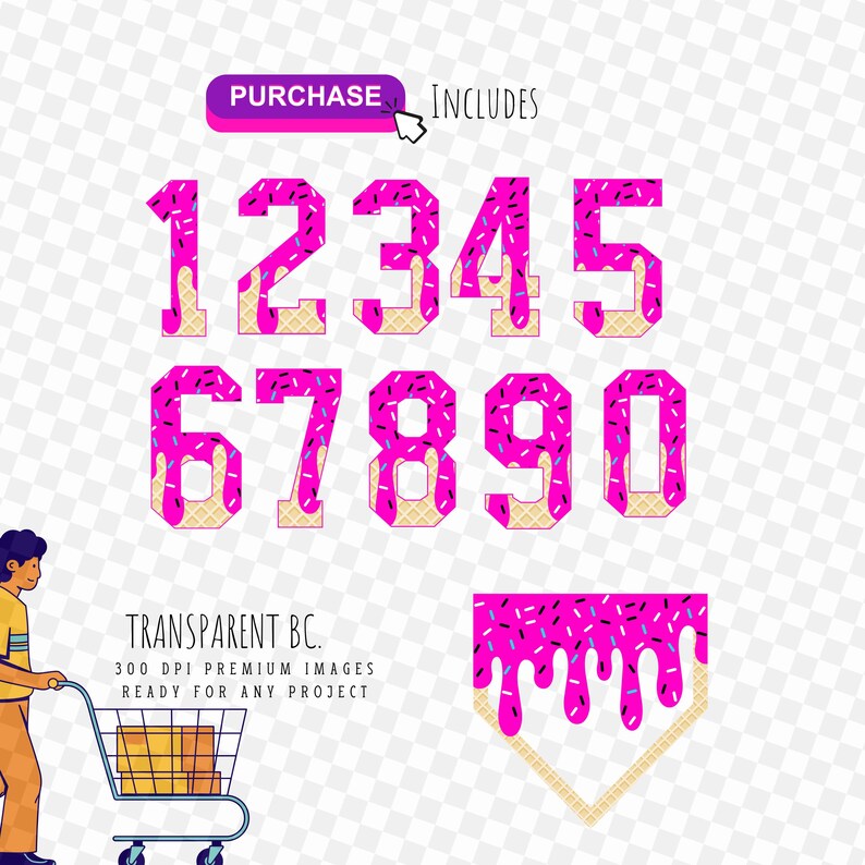 Pink Jersey Dripping Numbers|sprinkles Ice Cream Numbers|homeplate Png ...