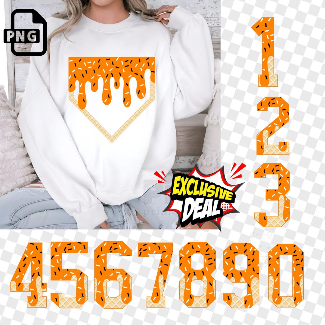 Personalized. Dripping Numbers|sprinkles Ice Cream Numbers|homeplate ...