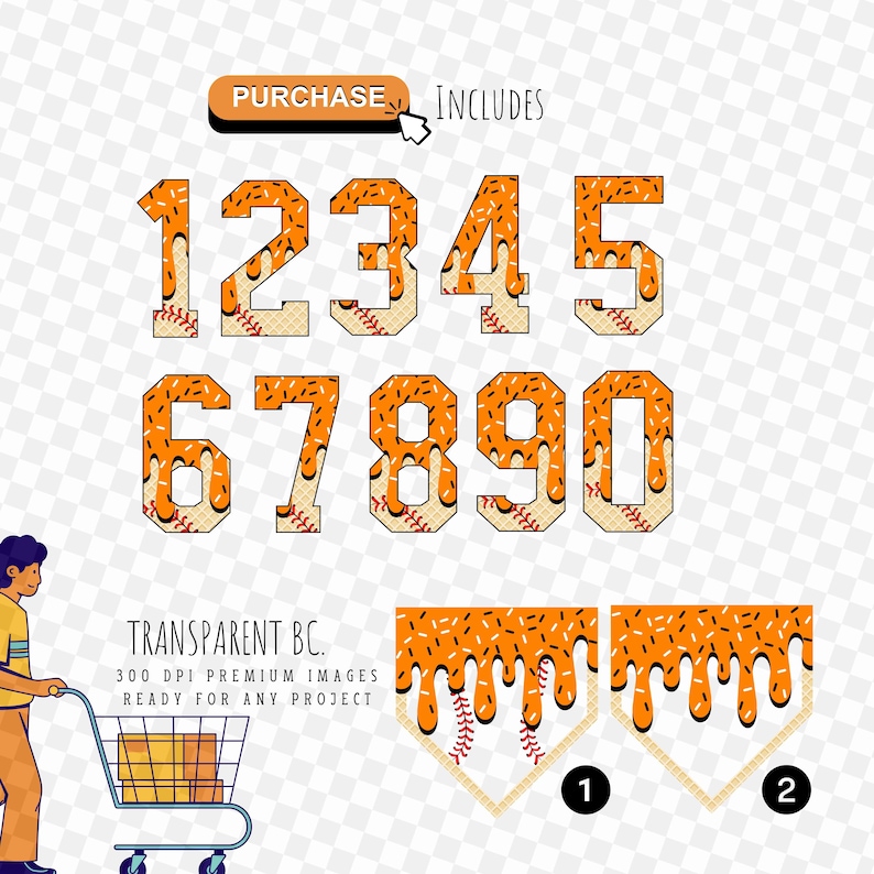 Dripping Numbers|sprinkles Ice Cream Numbers|homeplate Png|dripping ...