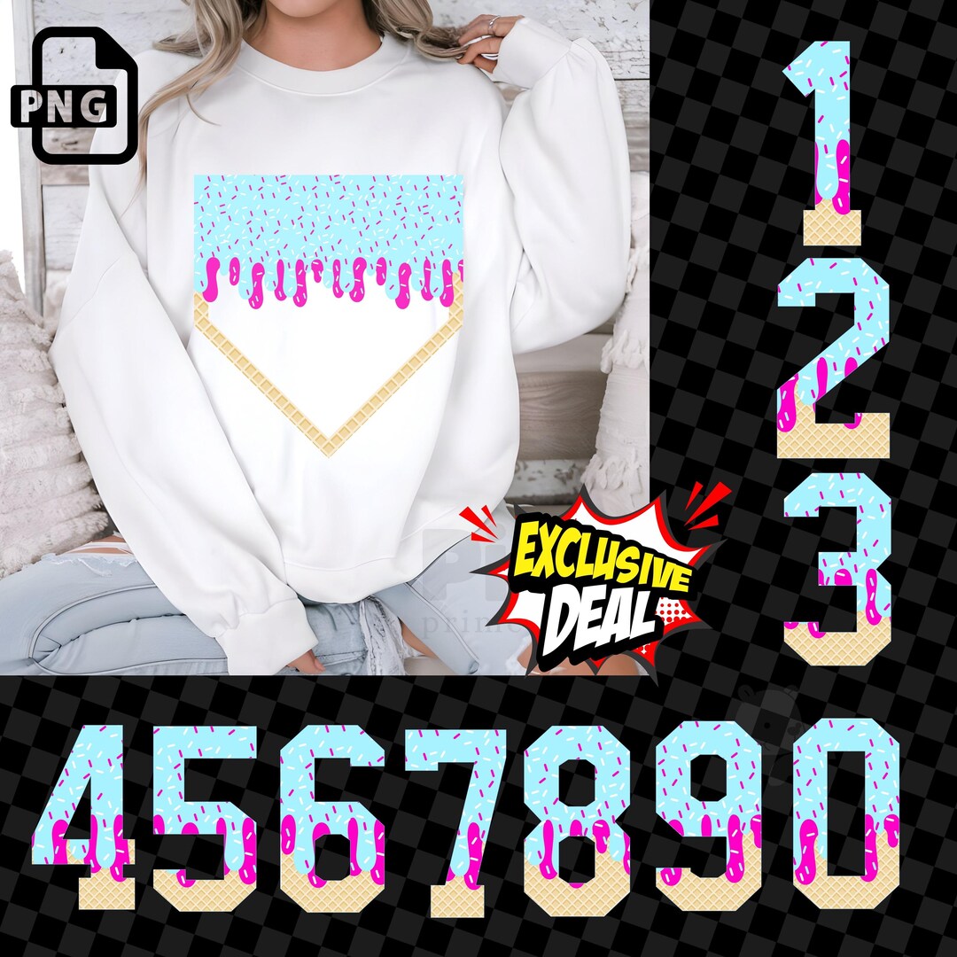 Jersey Dripping Numbers|sprinkles Ice Cream Numbers|homeplate Png ...