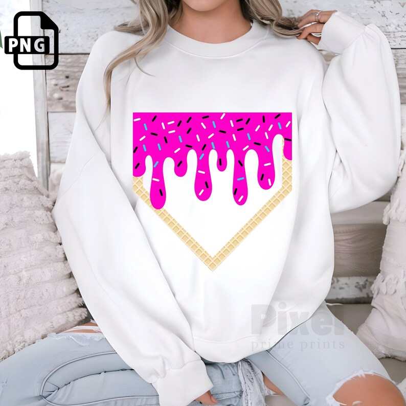 Pink Jersey Dripping Numbers|sprinkles Ice Cream Numbers|homeplate Png ...