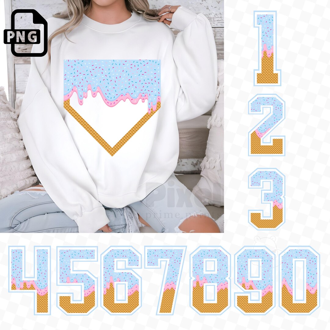Jersey Dripping Numbers|sprinkles Ice Cream Numbers|homeplate Png ...