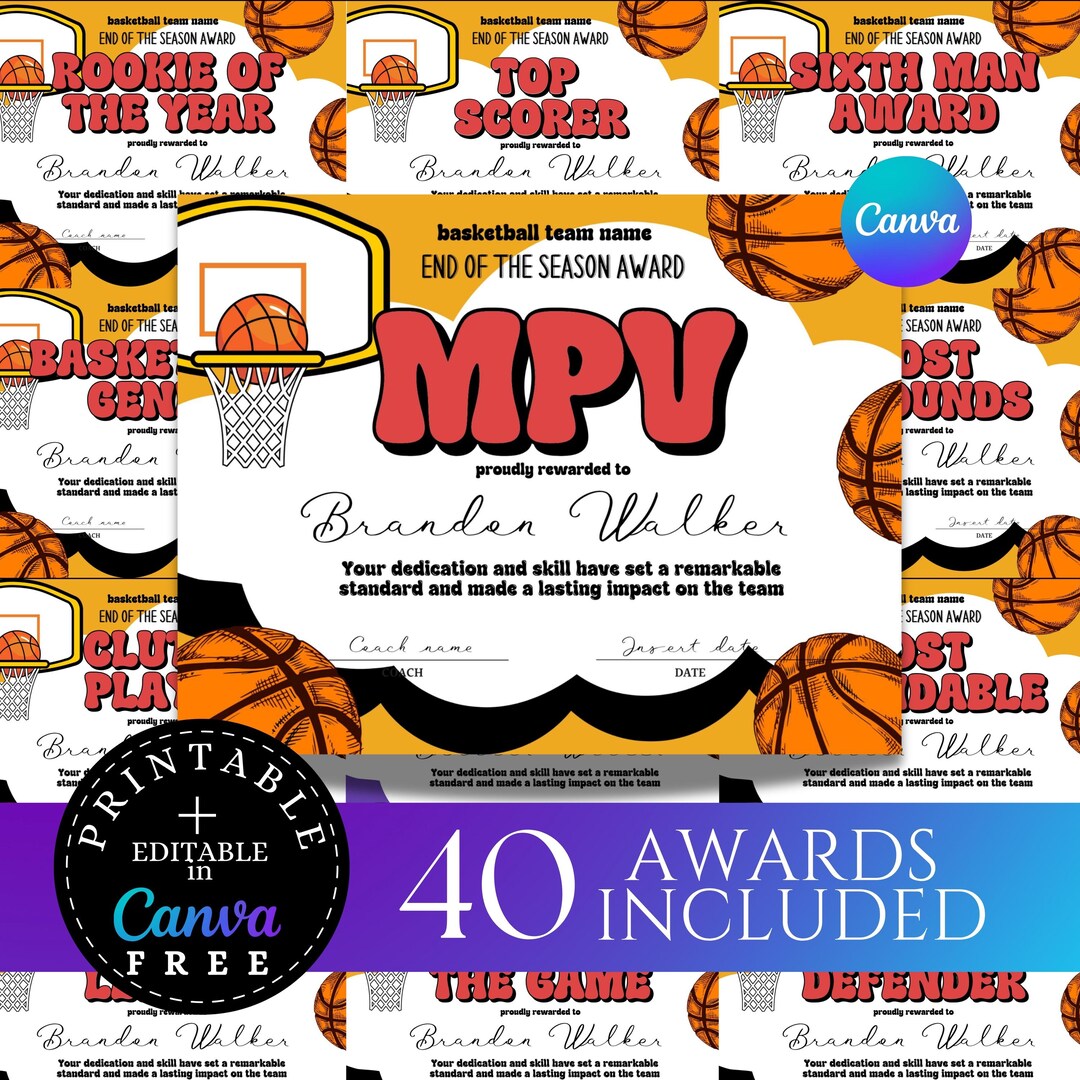 Printable Funny Basketball Awards,editable Basketball Award,basketball ...