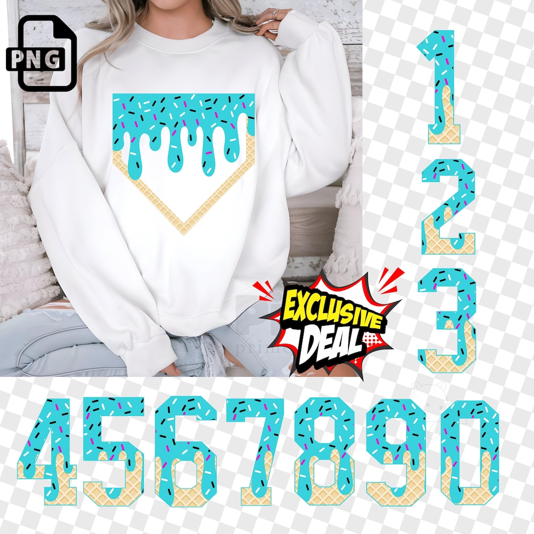 Dripping Numbers|sprinkles Ice Cream Numbers|homeplate Png|dripping ...