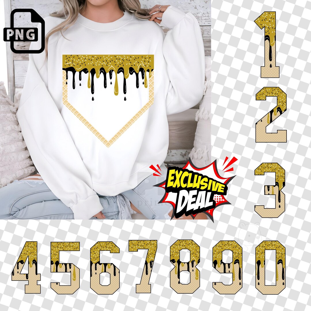 BLACK Jersey Dripp Numbers|sprinkles Ice Cream Numbers|dripping ...