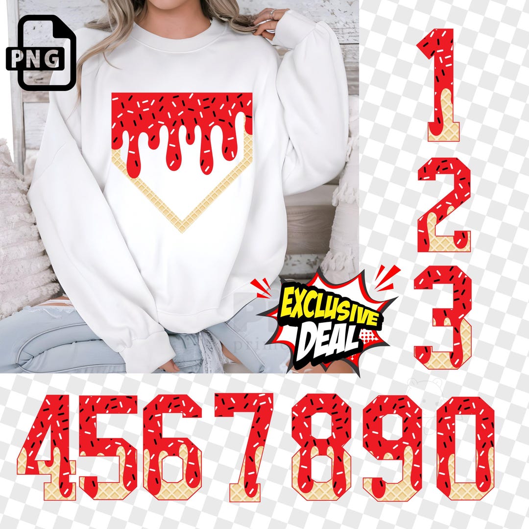 Dripping Numbers|sprinkles Ice Cream Numbers|homeplate Png|dripping ...